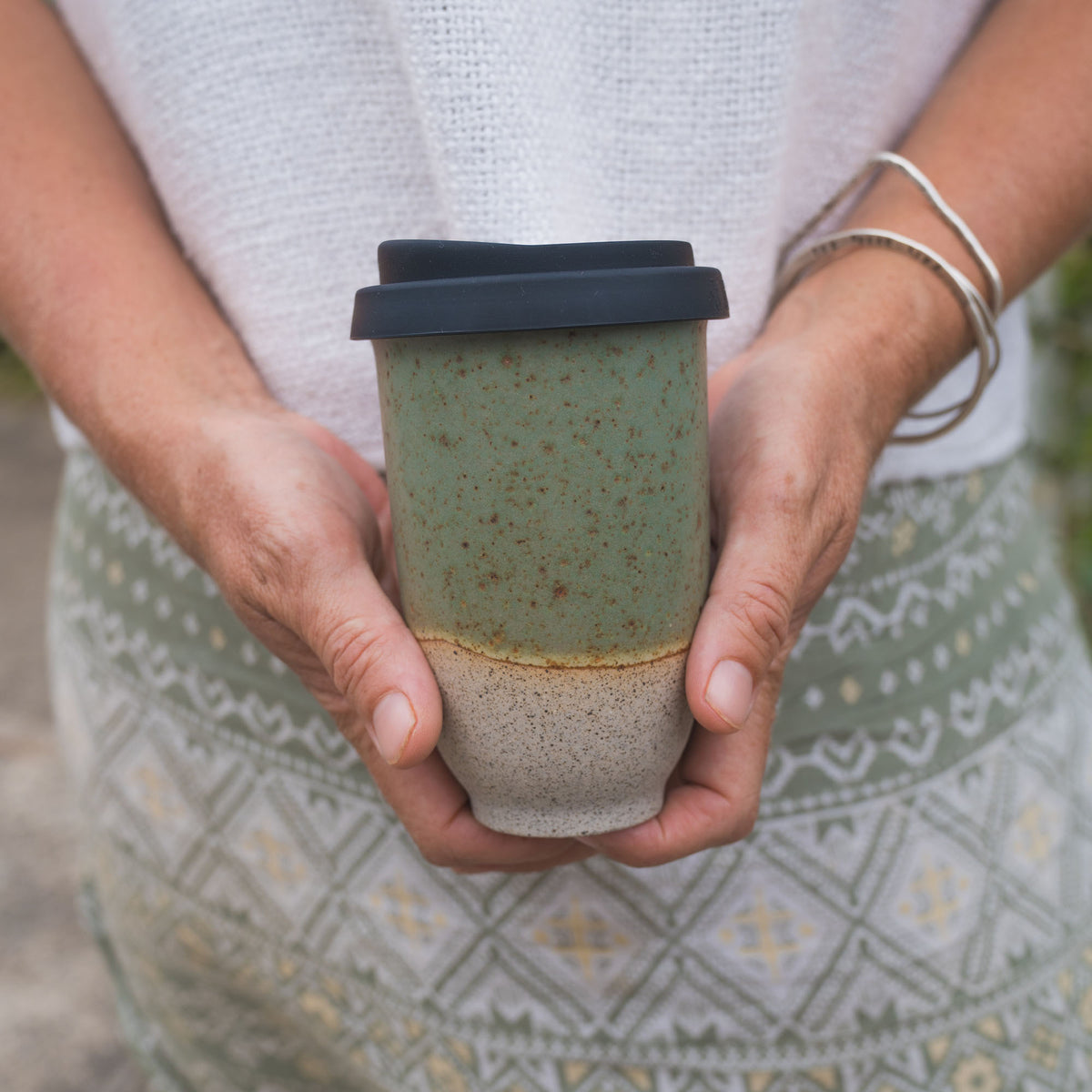 Forest Moss Travel Cup | Green Ceramic | Pottery For The Planet