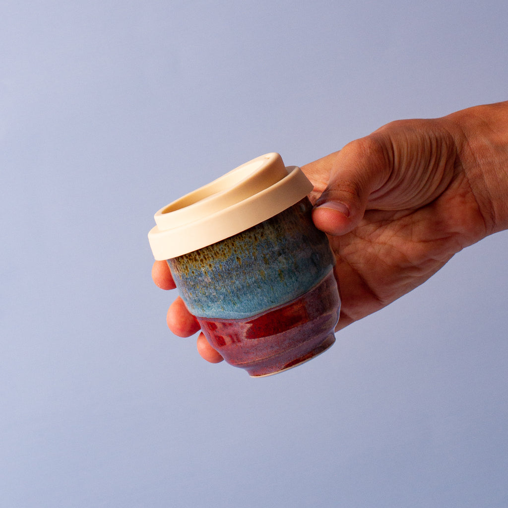 Earthy Green & Blue Ceramic Cup (Gumnut) | Pottery For The Planet