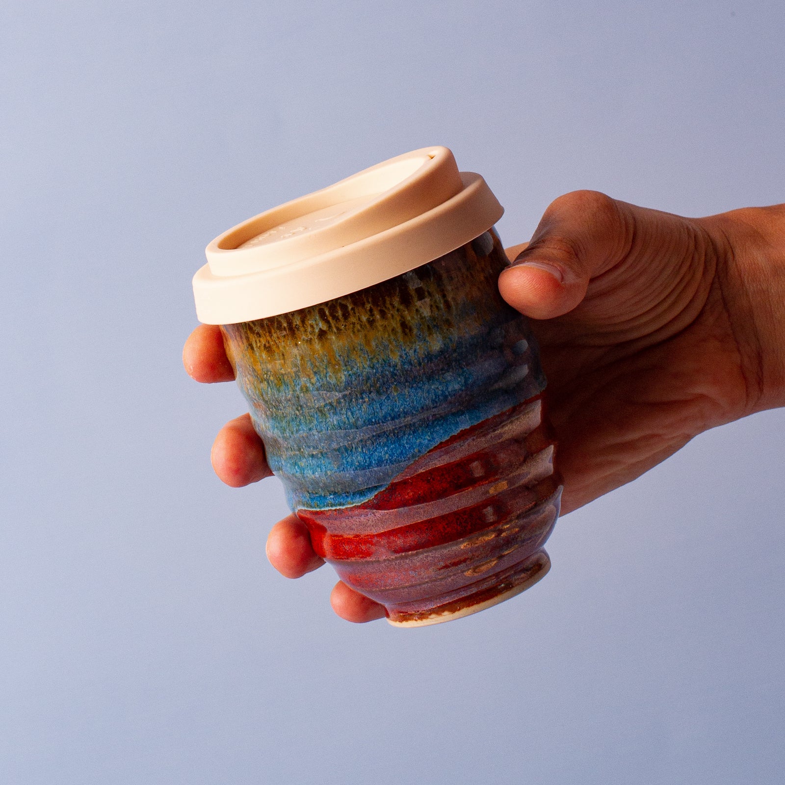 Earthy Green & Blue Ceramic Cup (Gumnut) | Pottery For The Planet